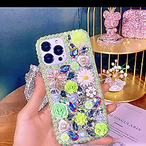 redecarie for Galaxy S9 Plus Crystal Rhinestone Case,Diamond Bling Floral Glitter Shiny Sparkle Women Girls Kids Cute 3D Protective Phone Case for Samsung Galaxy S9 Plus