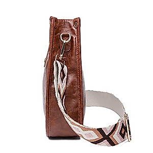 Qyoubi Women's Crossbody PU Leather Shoulder Handbag Ladies Tote Purse Designer Messenger Hobo Bag Brown