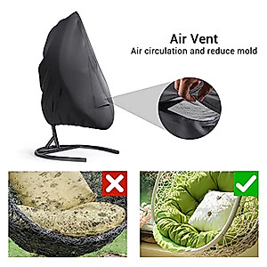 Mrrihand Patio Swing Chair Cover, Waterproof Egg Chair Covers for Outdoor Furniture, Outdoor Windproof Swing Egg Chair Covers with Zipper & Drawstring (74.8”H X 45.3”W, Black)