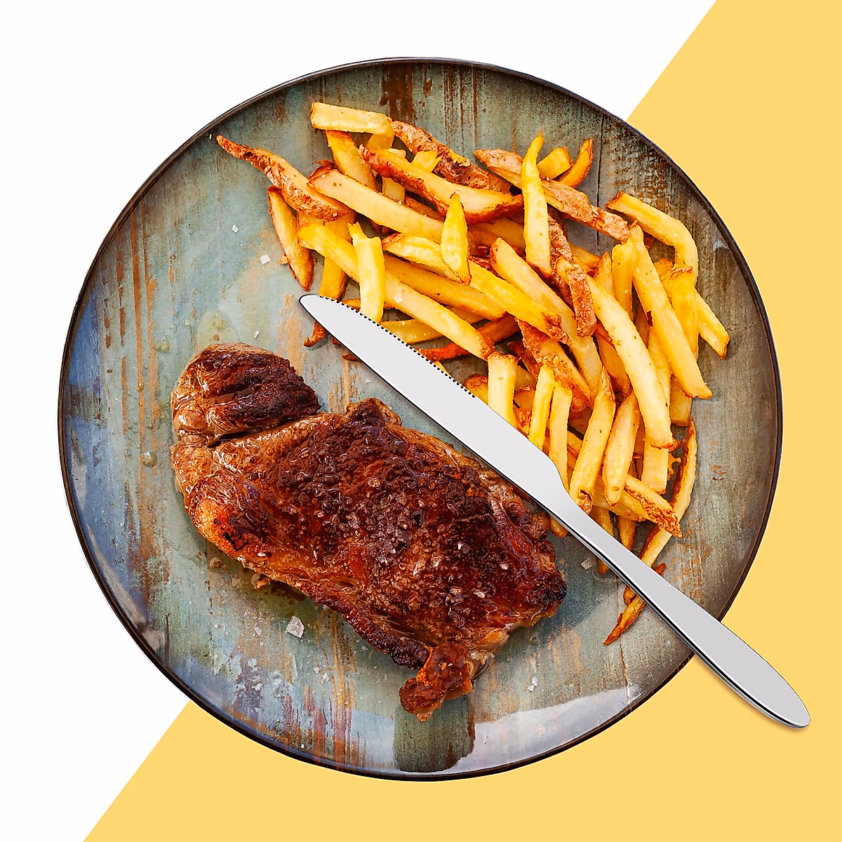 Nuenen 50 Pieces Knives Bulk Stainless Steel Butter Knives 8.5 Inch Table Knives for Kitchen Restaurant Butter Spreader Flatware Silverware