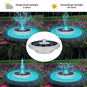 Solar Fountain Built-in Rechargeable Battery, 1.5W Solar Water Pump with 6 Nozzles, Dustproof and Waterproof IP68 Free Shanding Floating Solar Fountain for Bird Bath, Garden, Pond, Pool