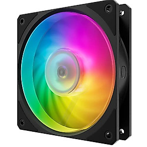 Cooler Master Mobius 140P ARGB High Performance Interconnecting Ring Blade Fan, PWM 2400rpm, Loop Dynamic Bearing, ARGB Customizable LEDs for PC Case, Liquid and Air Cooler (MFZ-M4DN-19NP2-R1),Black