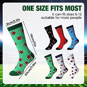 JaGely 6 Pairs Men's Novelty Baseball Football Socks Sports Funny Crew Socks Baseball Football Lover Gift for Women Running Athletic (Football Style)
