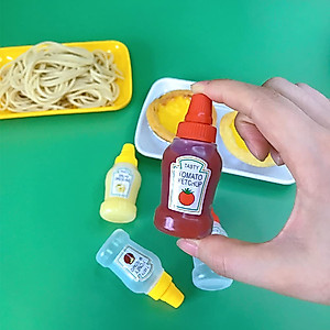 HYMAOME 4pcs Mini Condiment Squeeze Bottle Ketchup/Soy Sauce/Honey/Salad Dressing Container Portable Reusable Lunchbox Dispensers with Screw Cap,25ml
