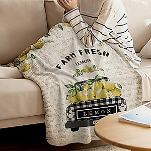 Heart Pain Soft Flannel Fleece Blanket Farm Lemon Harvest Truck Breathable Throw Blanket Vintage Newspaper Cozy Blanket for Couch Sofa Bed Living Room Suitable for All Season - 40x50 inch