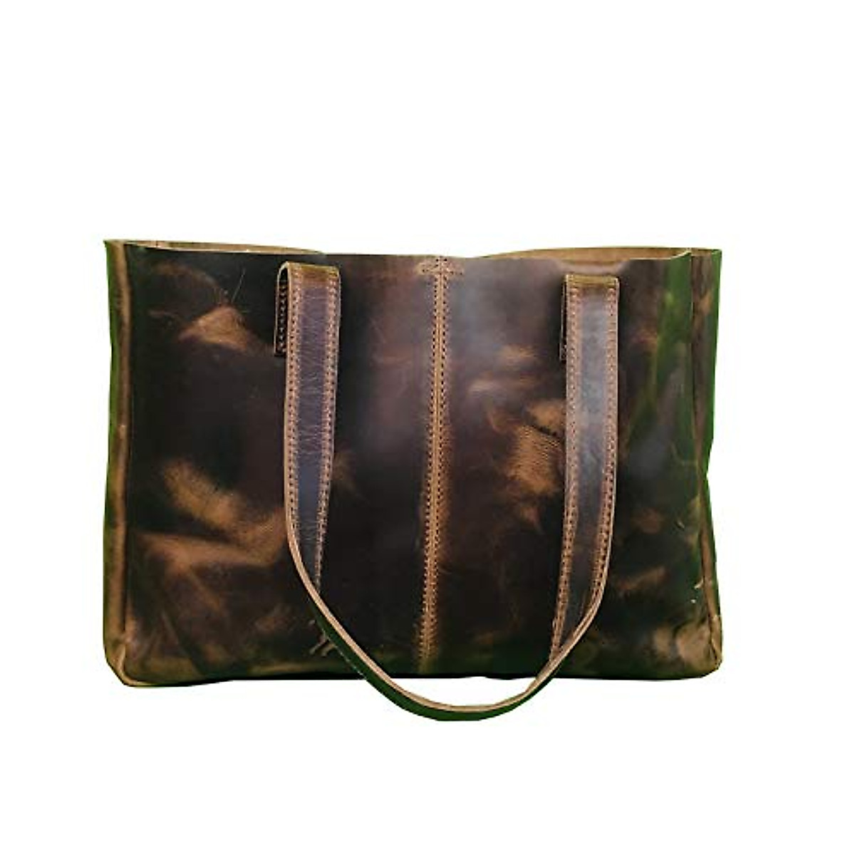 16" Vintage Buffalo Leather Bag Womens Shoulder Tote Bag