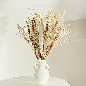 Luxclub Dried Pampas Grass Decor, 100 PCS 17 Inch Pampas Grass, Fluffy Bunny Tails Dried Flowers, Reed Grass Bouquet, Natural White Pompas for Wedding, Floor Vase Boho Flowers Home Decor Decorations