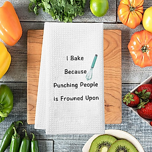 Baker Gift Baking Kitchen Towel I Bake Because Punching People is Frowned Upon Towel Pastry Chef Gift Culinary Student Gift