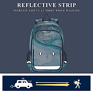 Glaphy Abstract Ocean Blue Marble Backpack School Bag Lightweight Laptop Backpack Student Travel Daypack