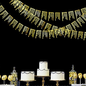40Ft Gold Tassel Banner Pennant Bunting Double Sided Gold Metallic Paper Garland Streamer for Birthday Engagement Bachelorette Wedding Bridal Shower Anniversary Graduation Party Decorations Supplies