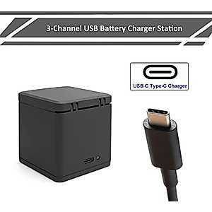 2 Pack Batteries fit for GoPro Hero 11 Black, GoPro Hero 10, GoPro Hero 9 Black, 3-Channel Battery Charger Station for Hero 11/ Hero 10/ Hero 9