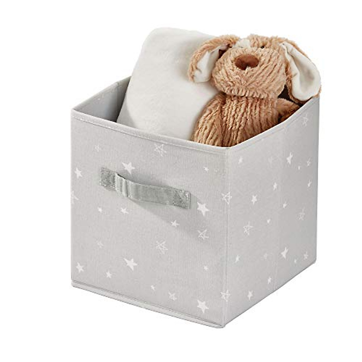 iDesign Star Fabric Storage Cube Bin, Small Basket Container with Dual Side Handles for Closet, Bedroom, Toys, Nursery - Gray