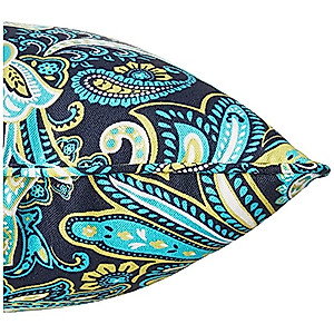 Pillow Perfect Paisley Outdoor/Indoor Lumbar Pillow Plush Fill, Weather, and Fade Resistant, Lumbar - 11.5" x 18.5", Blue/Green Pretty, 2 Count