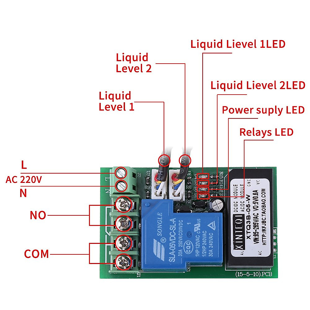 YWBL-WH Liquid Sensor, Double-Level Detection Sensor Module Infrared Liquid Water Level Detection Alarm Contro
