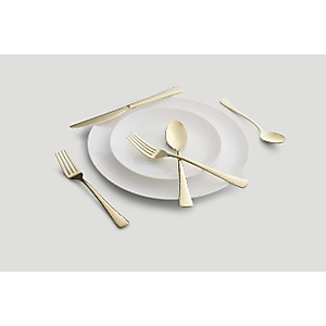 Cambridge Silversmiths Champagne Mirror Brody Hammered 20 Piece Flatware Set, Service for 4, 0
