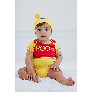 Disney Boys' Winnie the Pooh Bodysuit with Cap Set, Yellow, 3/6M