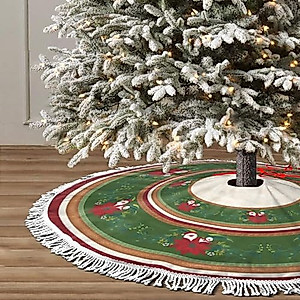 IJQRVJ Beach Theme,Christmas Tree Skirt with Tassel Lace-up,Flip Flops Glasses Holiday Image,Xmas Tree Decorations and Ornaments,Blue White,36in