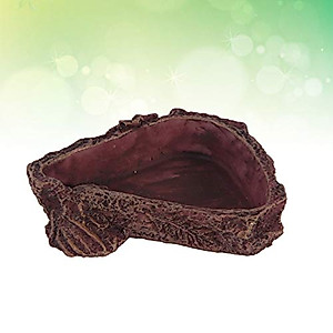 balacoo Reptile Water Bowl Resin Food Water Feeding Basin Dish Artificial Tree Trunk Ramp Bowl for Lizard Frog Snake Gecko