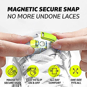 Set & Done 2 Pair Flat Elastic No Tie Shoe Laces for Sneakers, Adults & Kids with Tieless Smart Magnetic Locks (Black + White)