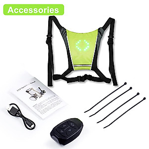 ECEEN LED Turn Signal Vest Bike Pack Guiding Light Reflective Running Gear Safety Warning Direction Backpack with Remote Controller for Night Cycling Running Walking Hiking Bag