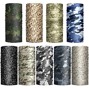 VCZUIUC Headwear Bandana Head Wrap Face Scarf Mask Neck Warmer Balaclava for Sports (One Size, 9PCS CAMO-5)