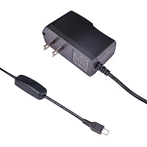 Enokay Power Supply for Raspberry Pi 2 3 b b+ 5V 2.5A Micro USB Charger Adapter with On Off Switch