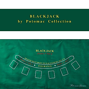 Poker Table Topper Blackjack Set – play Casino Games using the Texas Holdem Poker Set on Green Table Cloth or Black Jack Set on Green Felt Table Mat