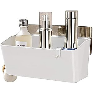 AOOF Bathroom Shelf Shower Organiser Wall-Mounted Plastic Punch Free No Trace Sticker Hook Drain