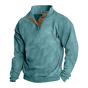 Clothes, Fall Sweatshirts Mens Clothes Fall Fashion Athletic Long Sleeve Button Up Pullovers Hoodies Y2k Casual Big and Tall Sweatshirt Hoodies Aesthetic(F-Turquoise,XL)