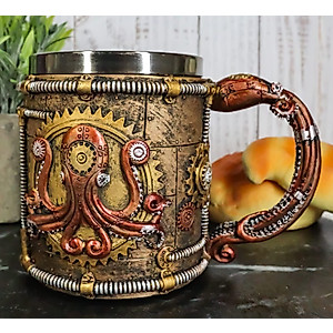 Ebros Brazen Steampunk Kraken Octopus Cyborg With Sculpted Robotic Gearwork Valves And Pipelines Beverage Drinkware Serveware Decorative Accent (Drinking Mug Cup)
