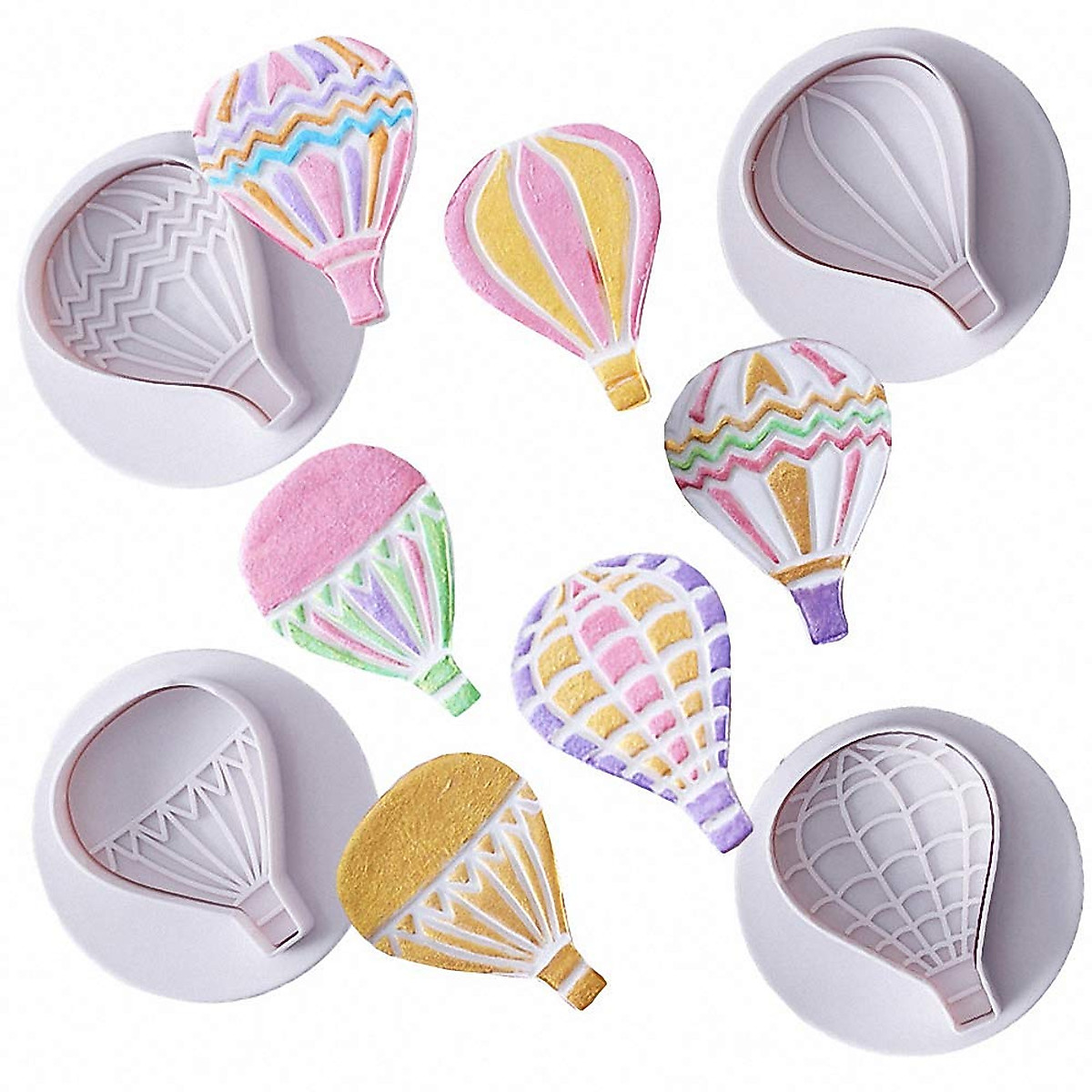 Fewo Set of 9 Hot Air Balloons Cloud Plastic Fondant Cutting Mold Grass Sheep Biscuits Gum Paste Sugar Craft Cookie Cutter Baby Shower Party Cake Cupcake Decorating Tools