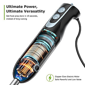 FRESKO Immersion Handheld Blender 500W with 700ml Beaker, 12-Speed & Turbo Mode Hand Blender Stick, 304 Stainless Steel Blades for Soup, Smoothie, Puree, Baby Food