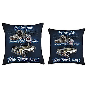 CLICK FOR MORE HOTRODS CUSTOM MUSCLE CARS TRUCKS Fish,Shark,Jaw,Blazer,K5,C10,Squarebody,Truck,1970s Pickup Throw Pillow, 18x18, Multicolor