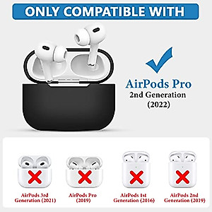 Gorhaxiy for Airpods Pro 2 Case Cover 2022, Protective Soft Silicone Skin Airpods Pro 2nd Generation Case Shockproof Rugged Case with Keychain for Air Pods Pro 2 Charging Case for Men Women - Black