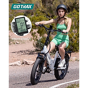 Gotrax F2 20" Folding Electric Bike with 55 Miles (Pedal-assist1) by 48V Battery, 20Mph Power by 500W, LCD Display and 5 Pedal-Assist Levels, 7-Speed&Front Shock Absorber for Off-Road Bicycle White
