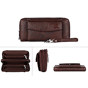 The Clownfish Vegan Leather Wallets for Women Ladies Purse Handbag Clutch Bag-Dark Brown
