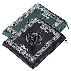Anlising 2 Pieces Portable Travel Prayer Mat with Compass, Waterproof Polyester Prayer Rug, Muslim Travel Prayer Mat, for Ramadan Gifts (60cm×100cm)