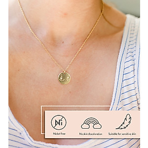 Lucky Feather Pisces Zodiac Sign Constellation Pendant Necklace for Women, 14K Gold-Dipped with Adjustable 16” – 18” Chain