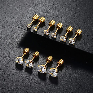 Dainty 8 Pairs Surgical Stainless Steel Earrings 14K Gold Plated Hoop Earrings,Stainless Steel,14K Gold Plated