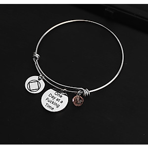 TIIMG One Day at a Time Sobriety Gift Addiction Recovery Gift AA Gift NA Gift 12 Step Gifts Alcoholics Anonymous AA NA Recovery Sobriety Bracelet (One day at a time NA)