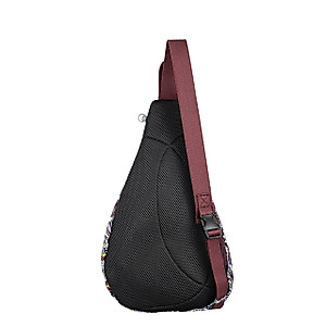 Sakroots On The Go Sling Backpack in Eco Twill, Adjustable Sling Strap, Cabernet Wanderlust