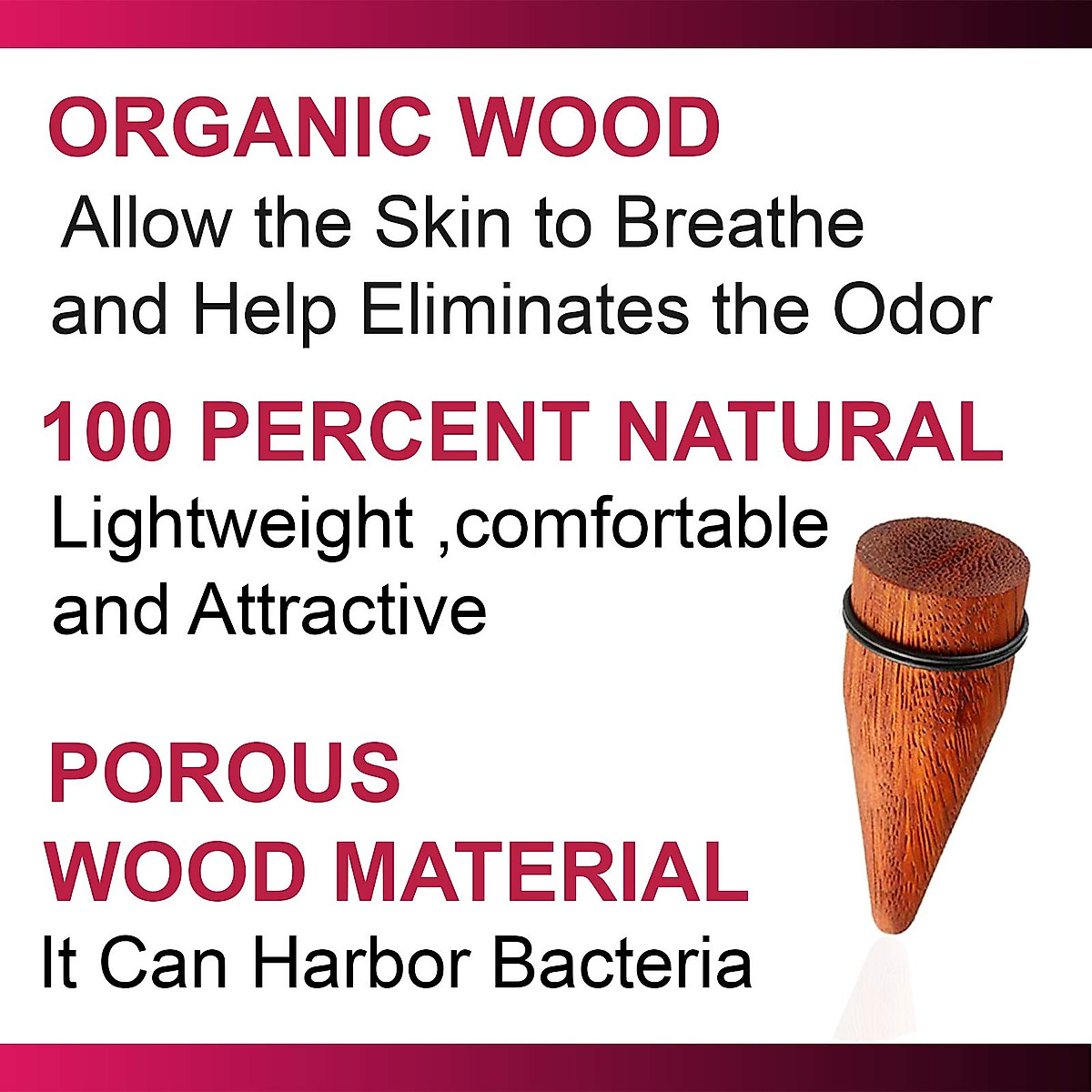 bodyjewellery 1 3/16 inch 30mm Organic Rose wood Ear large Gauges s Stretching Tapers Plugs ADDR Piercing 2Pcs