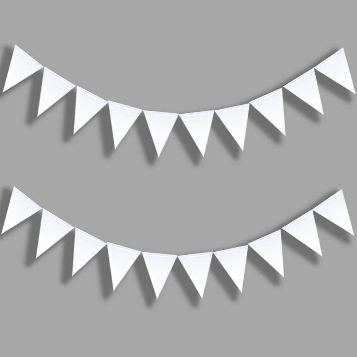 Aimto 20 Feet White Triangle Flag Banner for Party Decorations - 30pcs Flags