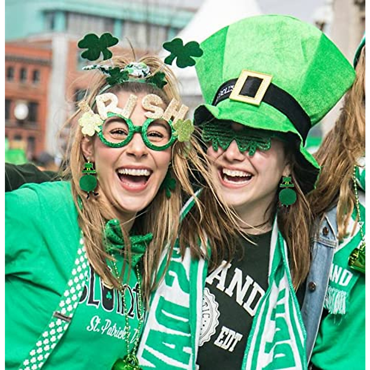 LILIE&WHITE St. Patrick's Earrings For Women Green Dancing Leprechaun Dangle Earrings Gift for Girls Jewelry Gift Irish Shamrock Drop Earrings Bead and Pom Pom Irish St. Patrick's day Jewelry