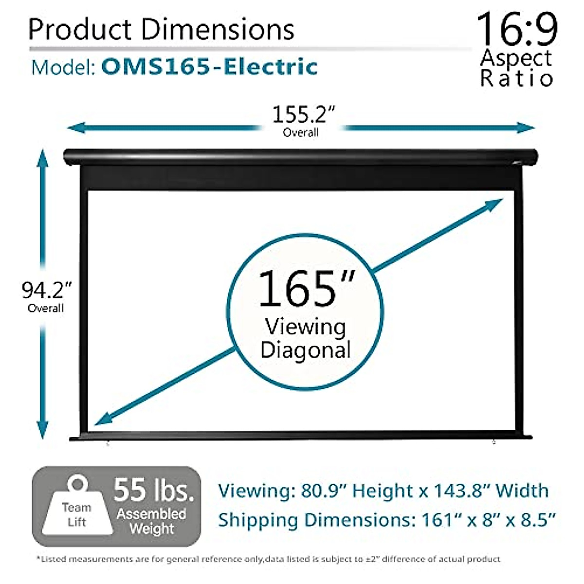 Elite Screens Yard Master Electric 165" Outdoor Motorized Projector Screen 16:9, Rain Water Protection Wireless Remote Control 8K 4K Ultra HD 3D Movie Theater Automatic Projection | OMS165H-ELECTRIC
