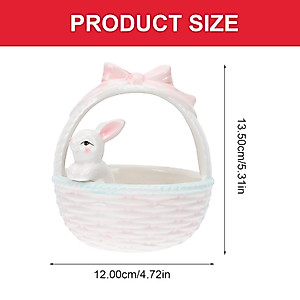 Rabbit Doll Ceramic Fruit Bowl Bunny Candy Basket Porcelain Rabbit Dish Small Items Dish Salad Bowl Dessert Serving Bowls Flower Pot Easter Party Tableware Easter Party Favor Gift