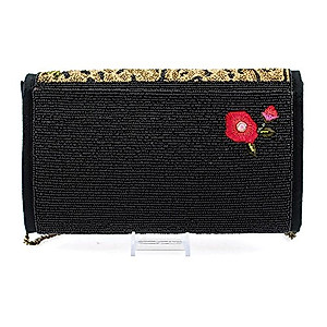 Mary Frances Flowers Gone Wild Beaded Animal Print Floral Crossbody Clutch Handbag, Multi