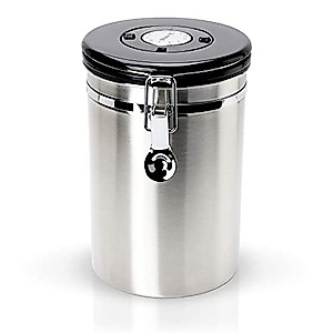 Coffee Canister - Gorgeous Stainless Steel Storage Container with Scoop - Keeps Your Coffee Airtight Fresh and Flavorful, 22oz