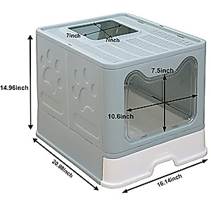 UIMNJHUKE Foldable Cat Litter Box with Lid, Extra Large Covered Cat Litter Box with Litter Mat and Scoop, Easy to Clean Litter Pan, Enclosed Kitty Litter Box
