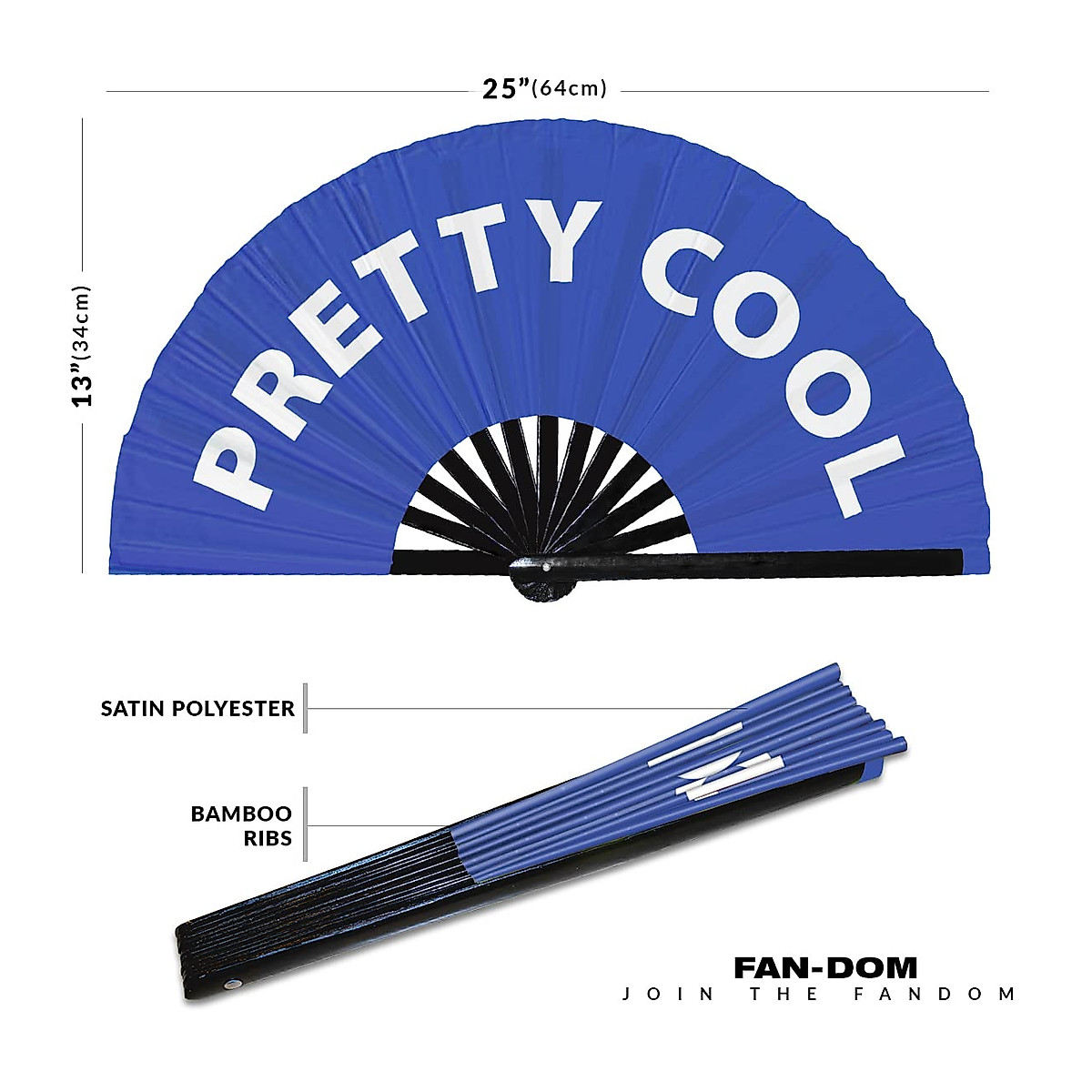 Pretty Cool hand fan foldable bamboo circuit hand fan funny gag slang words expressions statement gifts Festival accessories Rave handheld Circuit event fan Clack fans (Blue)